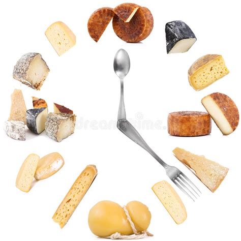 Cheese Clock In White Background Stock Image Image Of Slice Clock