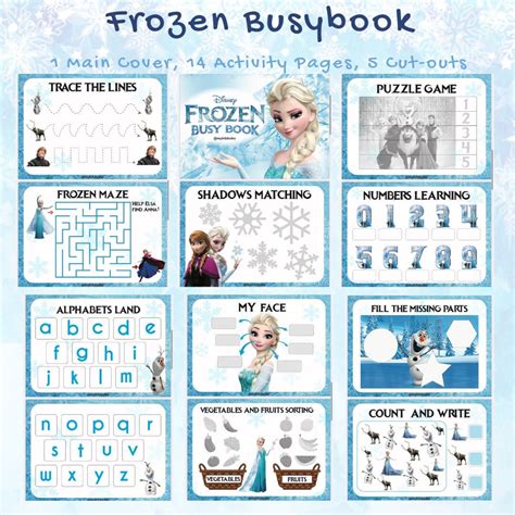 Printable Frozen Elsa Busy Book Quiet Book Printable Preschool