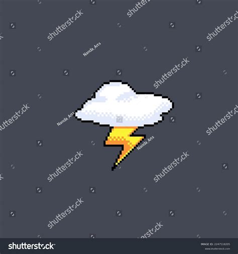 Cloud Thunder Sign Pixel Art Style Stock Vector Royalty Free 2247518205 Shutterstock