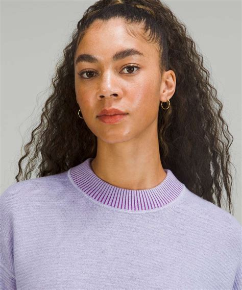 Lululemon Reversible Double Knit Crew Neck Sweater Faint Lavender