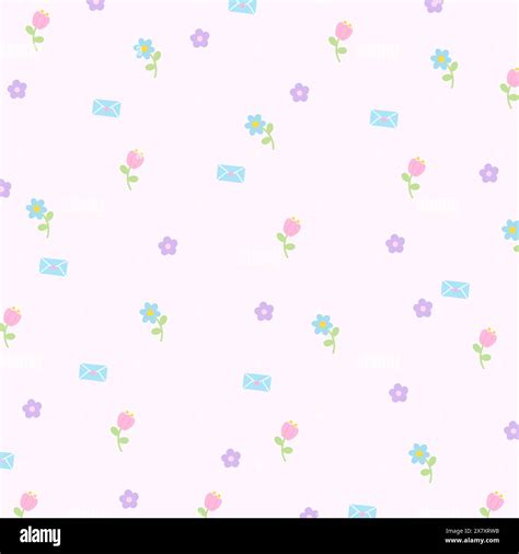Illustration Of Flowers And Love Letter Pattern For Background Card Floral Print Girly