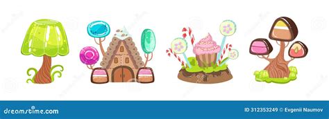 Sweet Candy Wonderland And Forest Object Vector Set Stock Vector Illustration Of World Jelly