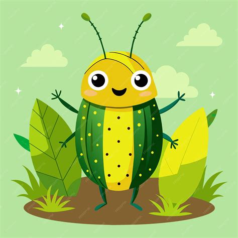 Premium Vector A Yellow Bug With A Green Background With A Green