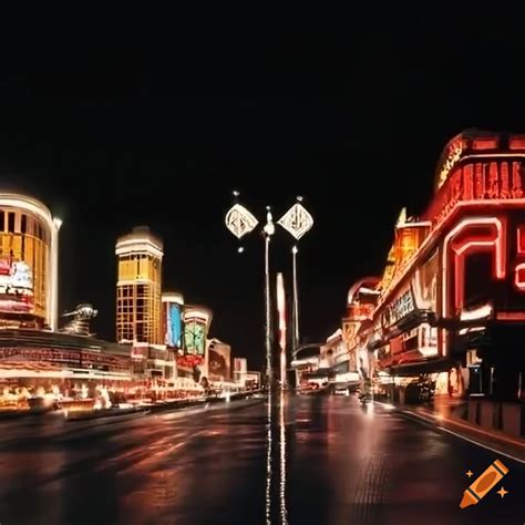 Vibrant Depiction Of The Strip In 90s Las Vegas With Neon Lights And