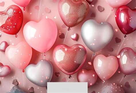 Premium Photo Pink And Silver Heart Balloons Are Arranged On A Pink
