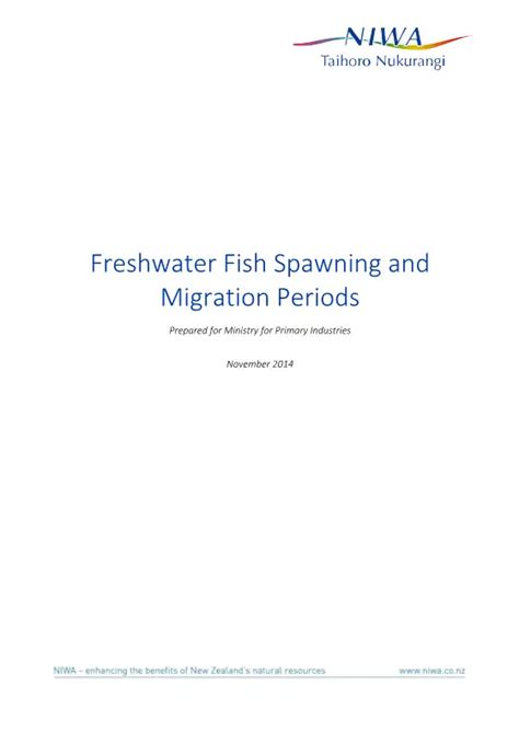 Freshwater Fish Spawning And Migration Periods Docslib