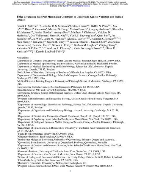 Pdf Title Leveraging Base Pair Mammalian Constraint To Understand Genetic Variation And Human