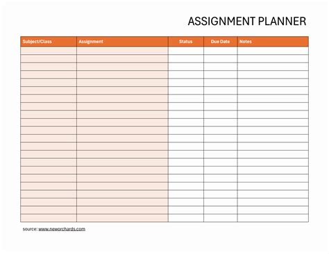 Free Assignment Tracker Templates Pdf Word Excel