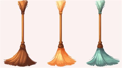 Vintage Style Cute Broom Standing Vector Illustration Premium Ai Generated Vector