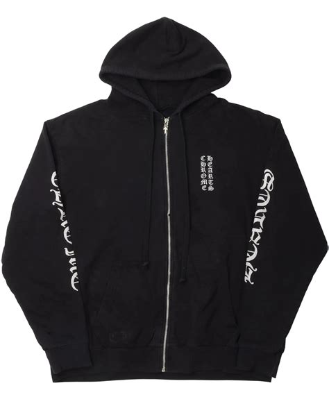 Vertical Logo Zip Up Hoodie Black Grandeur