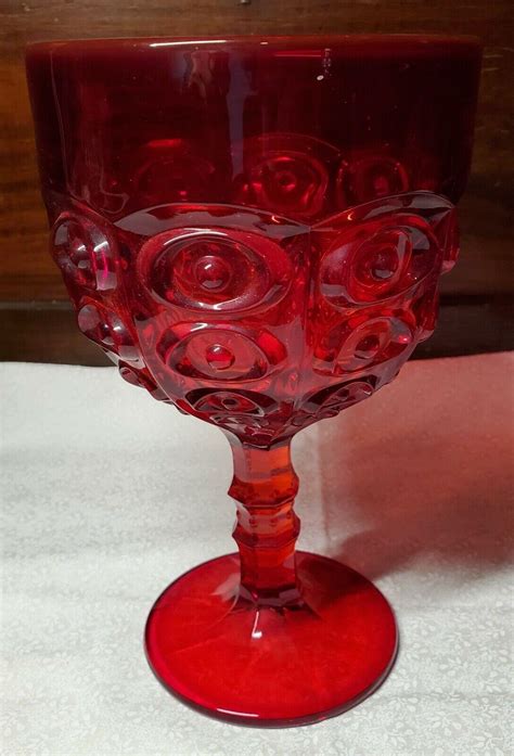 Viking Art Glass Bullseye Yesteryear Ruby Red Big 9 Chalice Goblet