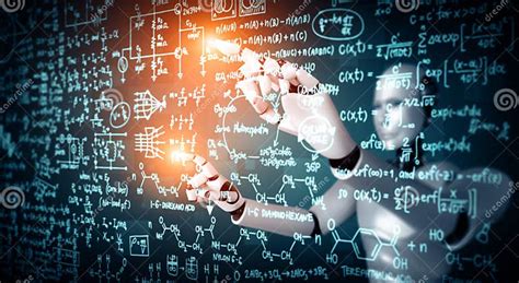 Mlp Ai Humanoid Robot Touch Screen Of Mathematics Formula And Science