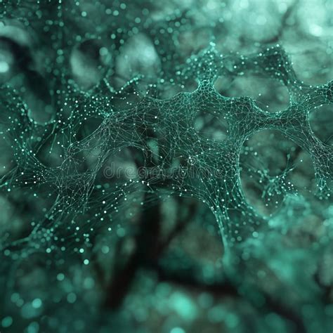 Complex Geometric Network With Abstract Organic Structure And Glowing