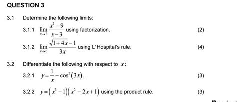 Solved 31 Determine The Following Limits 311