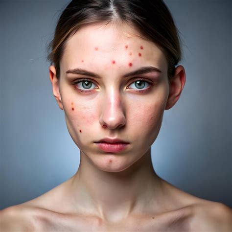 Portrait Of Woman With Acne Inflammation Premium Ai Generated Image