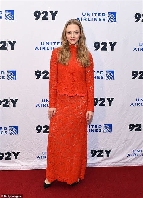Amanda Seyfried Rocks A Bright Red Dress While Promoting Her New Hulu