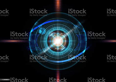Futuristic Eye Detection Technology Concept With Binary Code Vector Illustration Stock