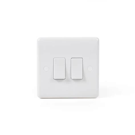 Lieber Silk White 2 Gang Intermediate Light Switch Curved Edge