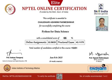 🎉 Im Excited To Announce That Ive Successfully Completed The Nptel Certification In Python For