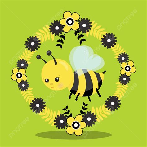 Bees Flower Vector Png Images Awesome Bee Flower Round Vector Flower