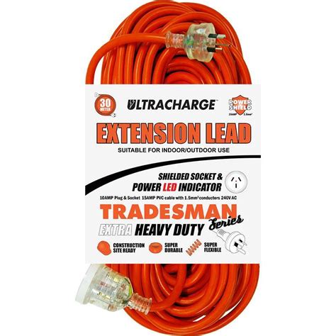 Ultracharge 10a Extra Heavy Duty Extension Leads With 15a Cable 30m