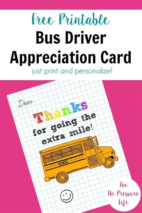 Bus Driver Thank You Card Free Printable