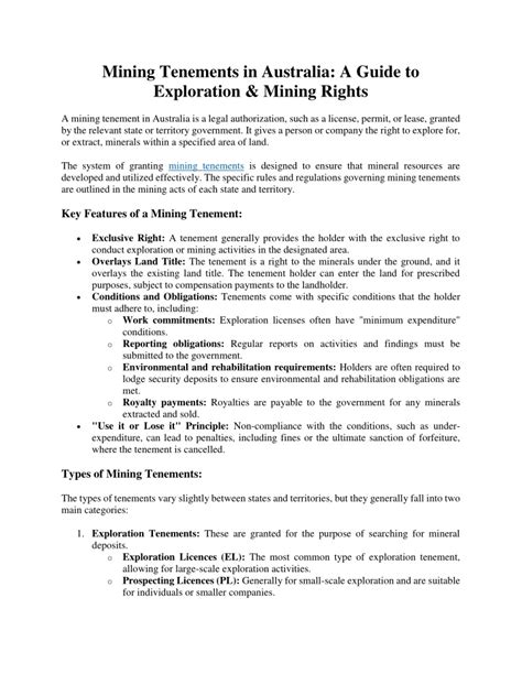 Ppt Mining Tenements In Australia A Guide To Exploration And Mining Rights Powerpoint