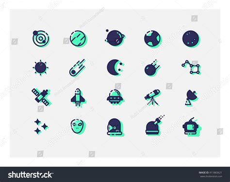 Space Icon Set Vector Stock Vector Royalty Free 411883621 Shutterstock