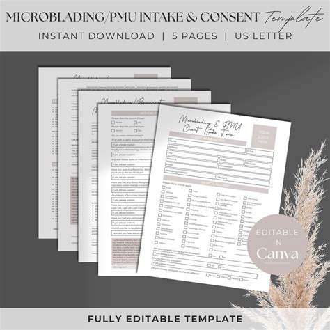 Editable Microblading And Permanent Make Up Consent Forms Esthetician