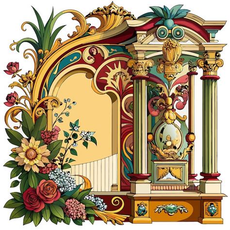 Ornate Floral Frame With Architectural Details Premium Ai Generated Vector