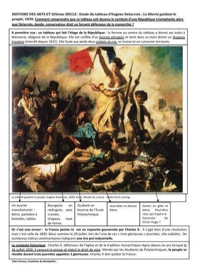 Etude Du Tableau Deugène Delacroix La Liberté Guidant Le Peuple