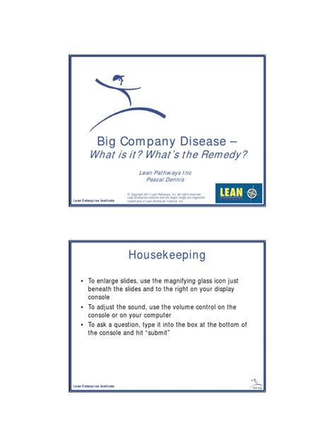 Big Company Disease Pascal Dennis Pdf Lean Manufacturing Business