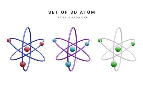 Premium Vector Set Of 3d Realistic Atom With Orbital Electrons