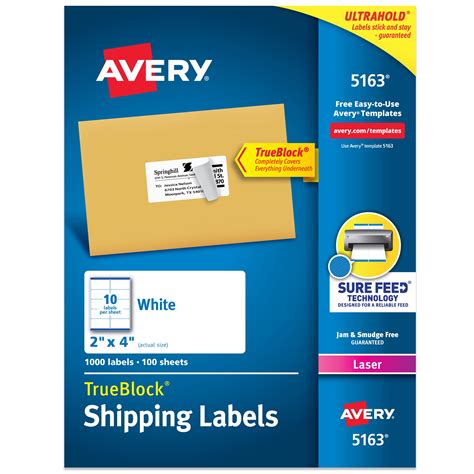 Avery Laser Printer Shipping Labels Trueblock 2x4 1 000