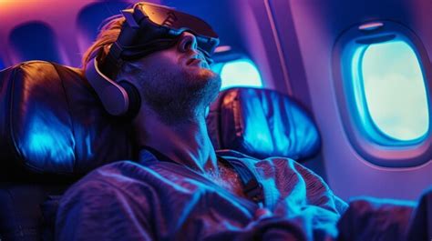 Premium Photo Arafed Man In A Blindfold Sitting In An Airplane