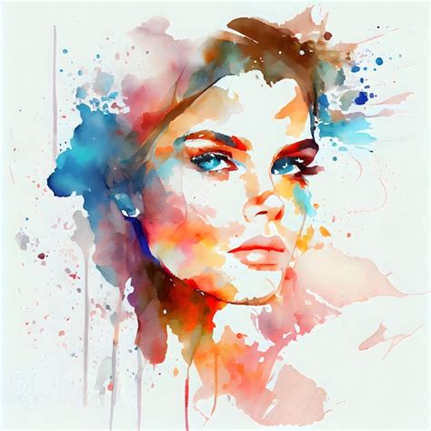Premium Photo Beautiful Woman Portrait Abstract Pastel Watercolor Art