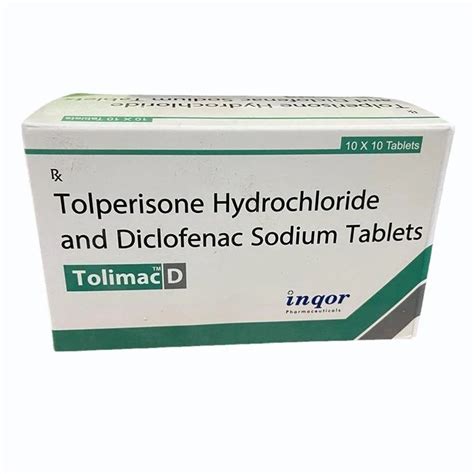 Inqor Tolimac D Tolperisone Hydrochloride And Diclofenac Sodium Tablets At Rs 1760 Box In