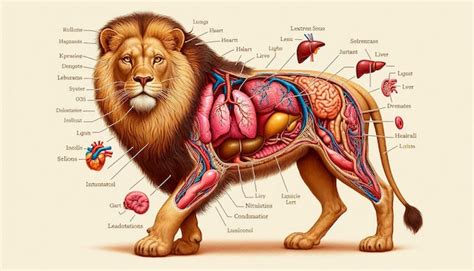 Un Dibujo De La Anatomía De Un León Con Los órganos Etiquetados