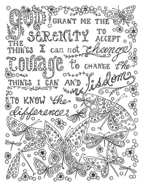 Serenity Prayer Coloring Page Printable Amerivolf
