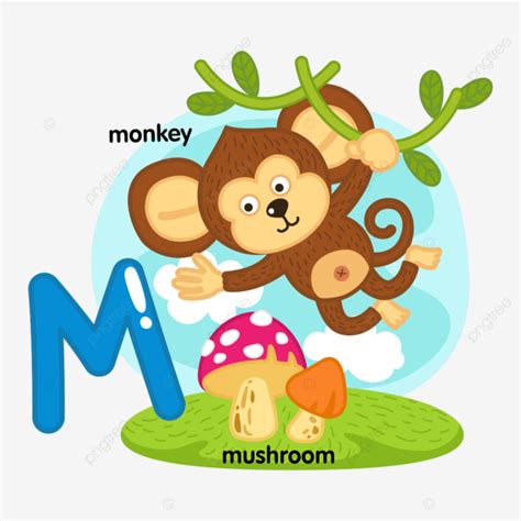 Alphabet M Vector Art Png Alphabet Isolated Letter M Monkey Mushroom