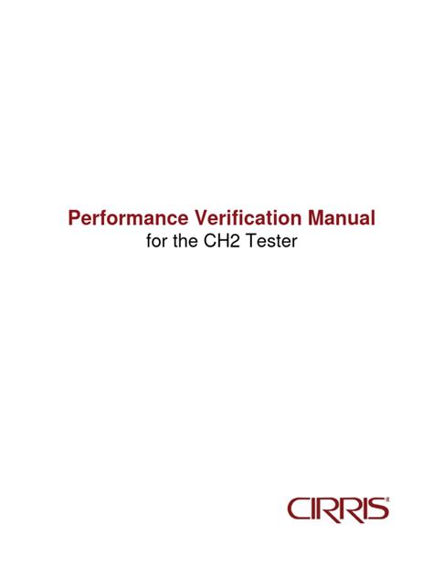 Ch2 Performance Verification Manual 2021 2 0 Pdf Calibration