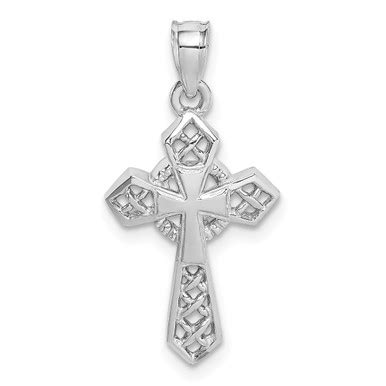 14k White Gold Polished Cross Pendant Gracious Rose Jewelry