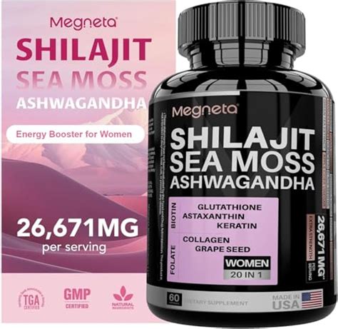 Megneta 20 In 1 Sea Moss Shilajit Ashwagandha With Glutathione Suppco