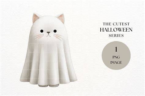 Ghost Cat Halloween Clipart Png Graphic By Ikota Design · Creative Fabrica