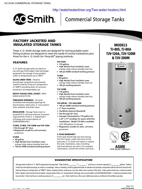 Ao Smith Storage Tank Download Free Pdf Water Heating Valve