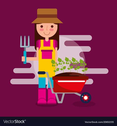 Girl Gardener Farm Royalty Free Vector Image Vectorstock