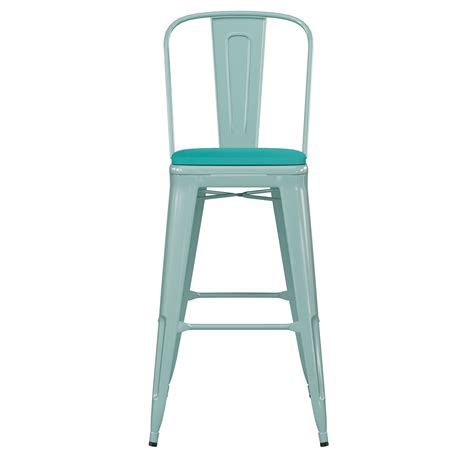Flash Furniture Mint Green Metal Stool With Mint Poly Seat Primary