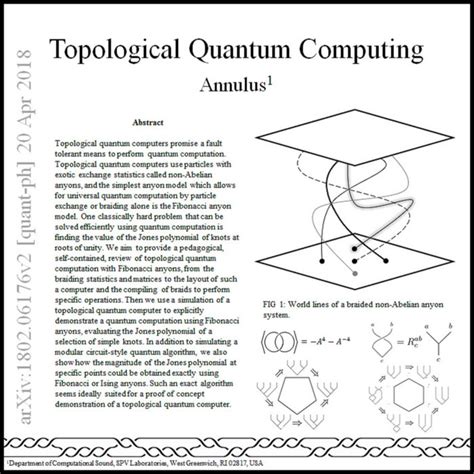 Topological Quantum Computing Annulus Spv Laboratories