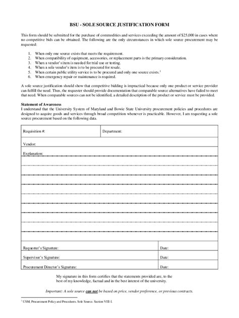 Fillable Online Sole Source Justification Fax Email Print Pdffiller