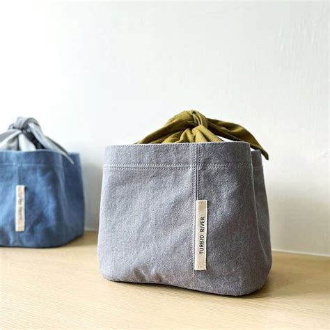 Super Handy Lace Up Lunch Bag Minimalist Grey Heavyweight Washed